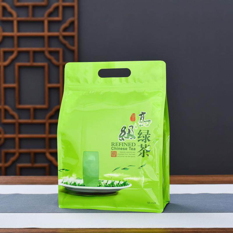 手提八边高级绿茶半斤一斤装包装袋防潮铝箔茶叶自封袋子塑料开窗
