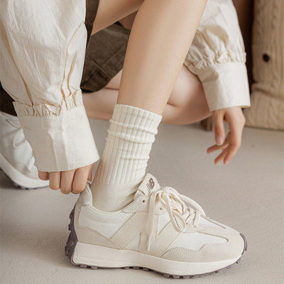 白色堆堆袜纯棉运动女