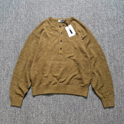 【现货】H BEAUTY YOUTH 26ss Henley neck knit 亚麻混纺针织衫