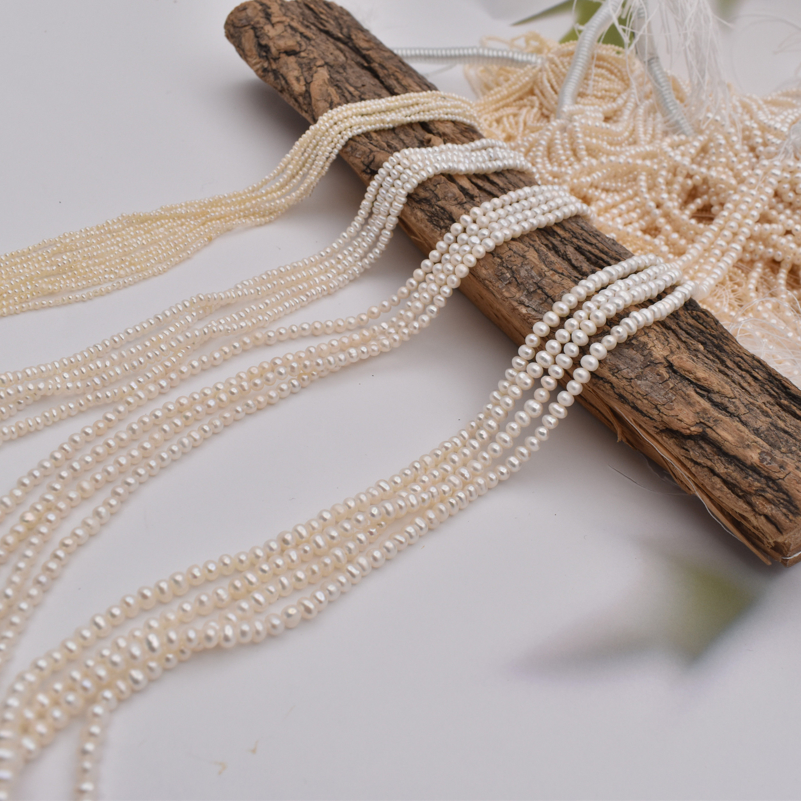 天然淡水珍珠2-3mm迷你项链手链流苏材料diy散珠半成品细致锁骨链_虎窝淘