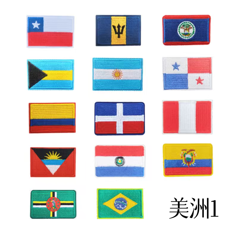 美洲1国旗刺绣布贴徽章士气贴可缝可烫DIY手工装饰配饰宽约5CM