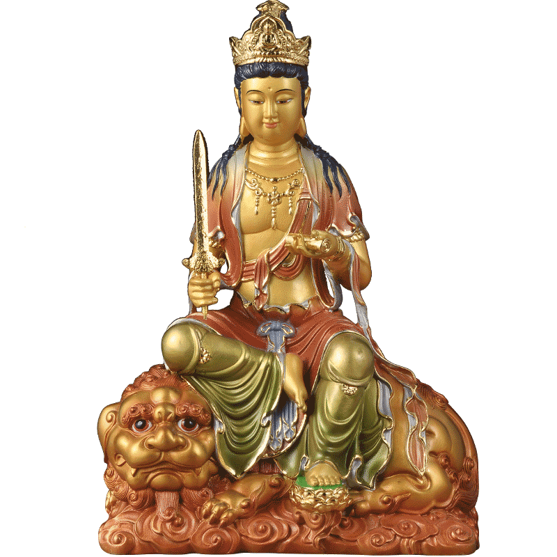文殊普贤菩萨铜像摆件华严佛堂