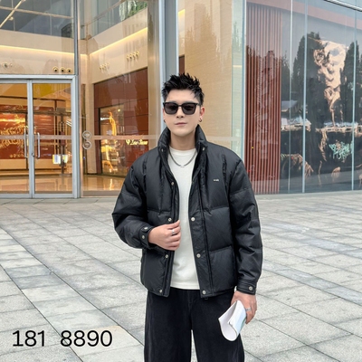 白鸭绒羽绒服男加厚正品冬装潮流2025新款男士立领短款男装皮外套