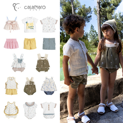 Calamaro26春夏新款婴儿宝宝男女小童短袖衬衣T恤裤子包屁连体衣