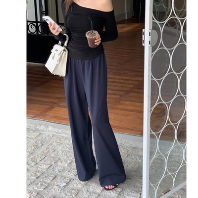 HeartyBite 2025秋冬新款极简高级气质松弛感阔腿裤休闲裤显瘦宽