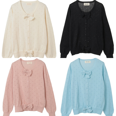 免代含税预约PINK HOUSE PH镂空蝴蝶结长袖开衫 A2161KCD369 定金