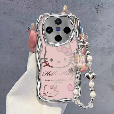 适用vivoX200手机壳X200S新款vivo粉色Kitty猫全包X200Pro/Mini防摔可爱X200Ultra系列电镀奶油壳5G女保护套