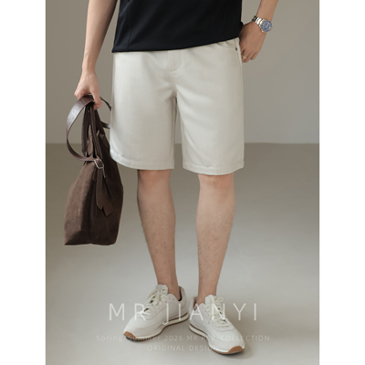 MRJIANYI 夏季 织序竹节 肌理感直筒短裤高级感提花休闲五分裤男