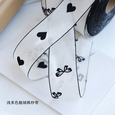 韩纱植绒蝴蝶结爱心纱带