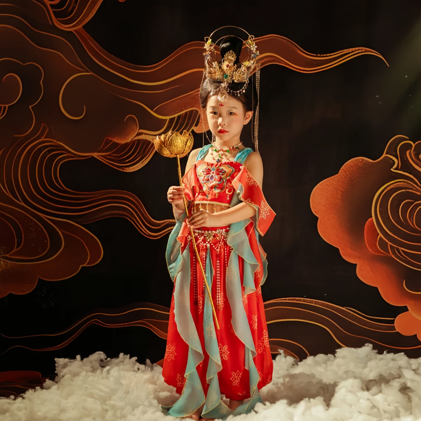 新款中国舞少儿敦煌飞天舞蹈服装儿童民族演出服女童古典舞表演服