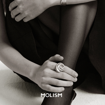 单依纯同款圆形拉丝朱鹭纯银戒指