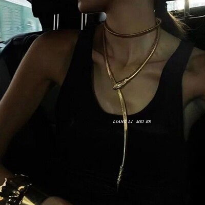 金属缠绕女蛇头多层项链颈圈