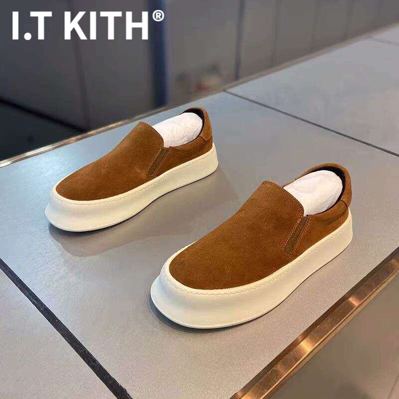 I.T KITH帆布鞋男春季潮流一脚蹬软底增高休闲板鞋男款防滑运动工