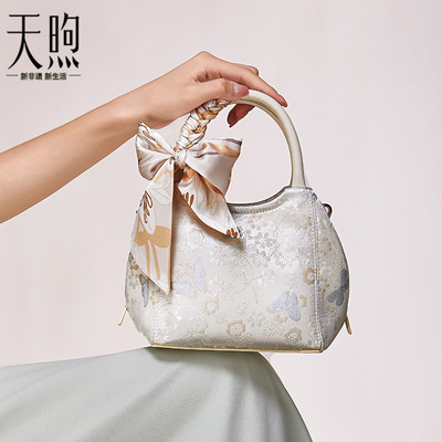 PMSIX女包天煦新中式国风织金提花汉服旗袍单肩斜挎女士手提小包