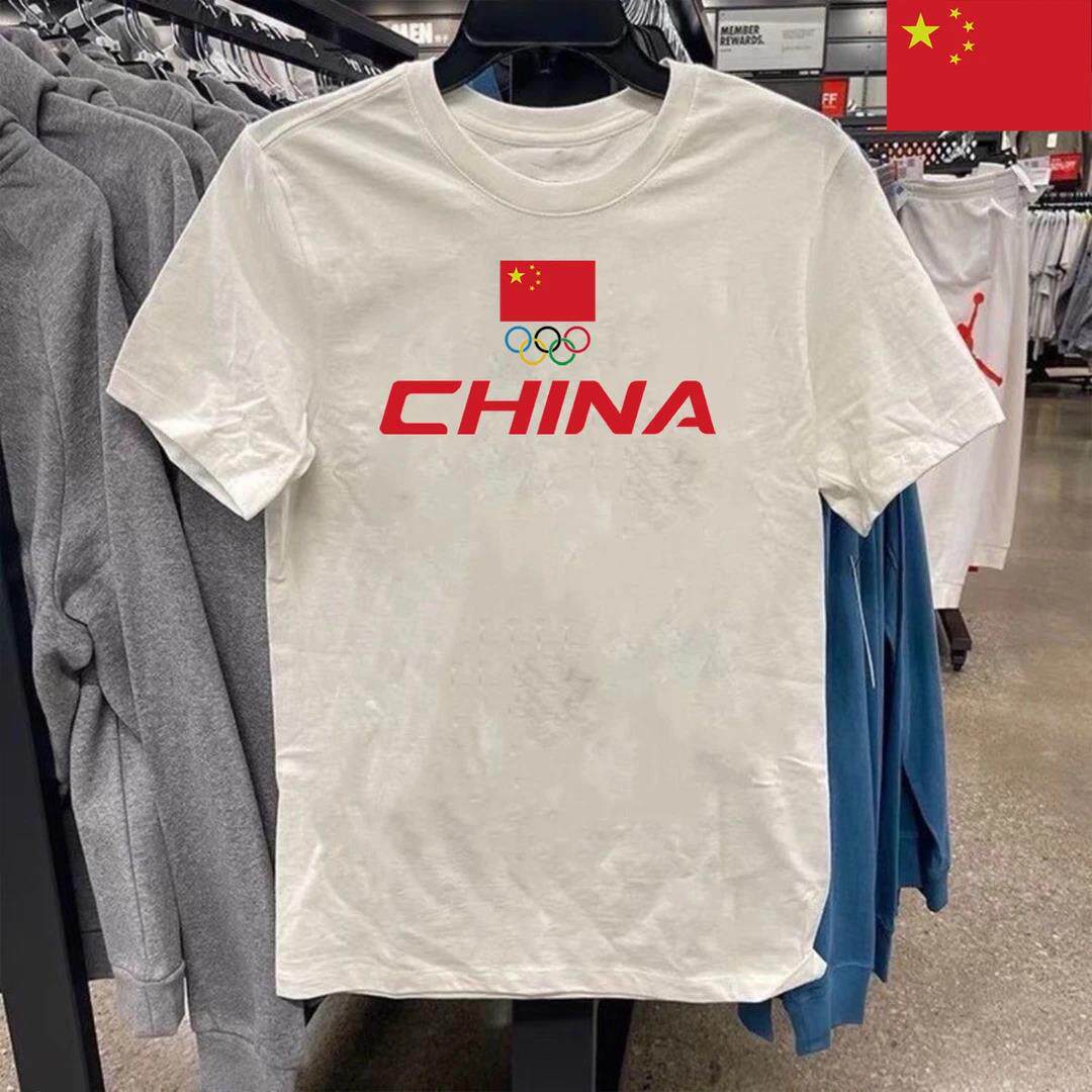 重磅100%纯棉短袖T恤奥运中国队领奖服夏季运动休闲百搭透气t恤男