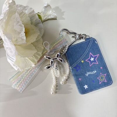 OOPSDAY休憩日 牛仔星星卡套 小卡收纳保护套学生包包挂件ins美式
