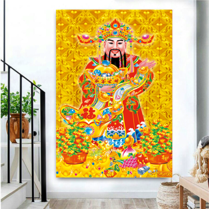 财神爷财源广进金元宝海报客厅中堂年画 招财进宝财神佛像装饰画