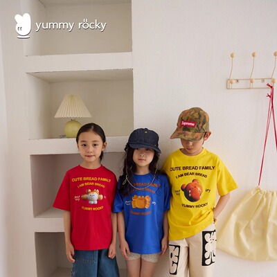 yummyrocky 3D喷墨印花A类纯棉三原色潮趣T恤