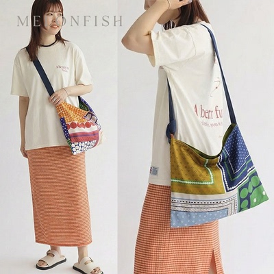 『奈良野』MELONFISH春季新款皆川明风日系斜挎帆布电脑包登山