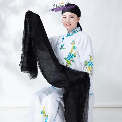 戏曲水纱戏剧包头绉纱戏曲黑纱戏剧包头用品道具水沙小生老生老旦