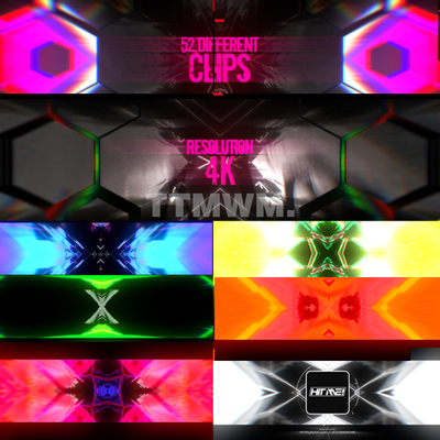 52个4K彩色频闪故障动态动感节奏舞台视频素材Distorted6无缝循环