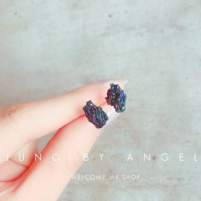 925纯银独特情侣耳饰天然水晶石