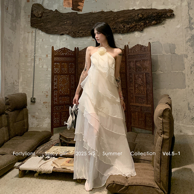 月光漫游浪漫微透挂脖裙