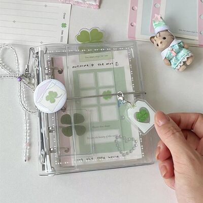 四叶草三折透明活页手账本ins风