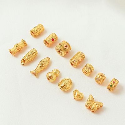 24K包金镶锆心形芒果小鱼隔珠