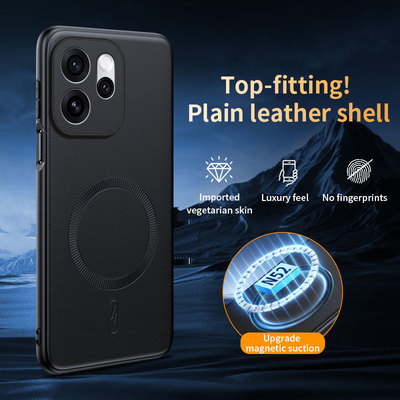 适用opporeno15f手机壳防摔Reno15F肤感素皮保护套OPPO磁环磁吸圈Reno15F皮纹外壳软胶全包边男女新款防指纹