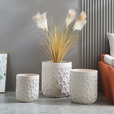 北欧风镁泥水泥花盆模具 圆形简约网红花钵模具 花盆玻璃钢模具