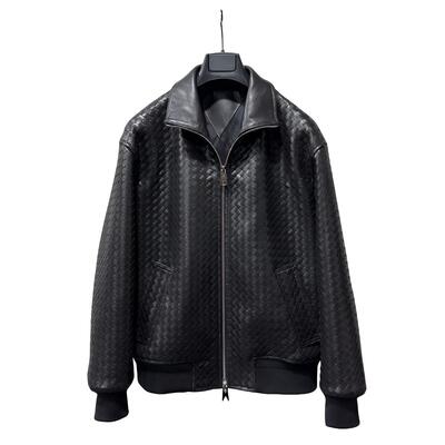 纯手工编织环保小羊羔皮飞行夹克