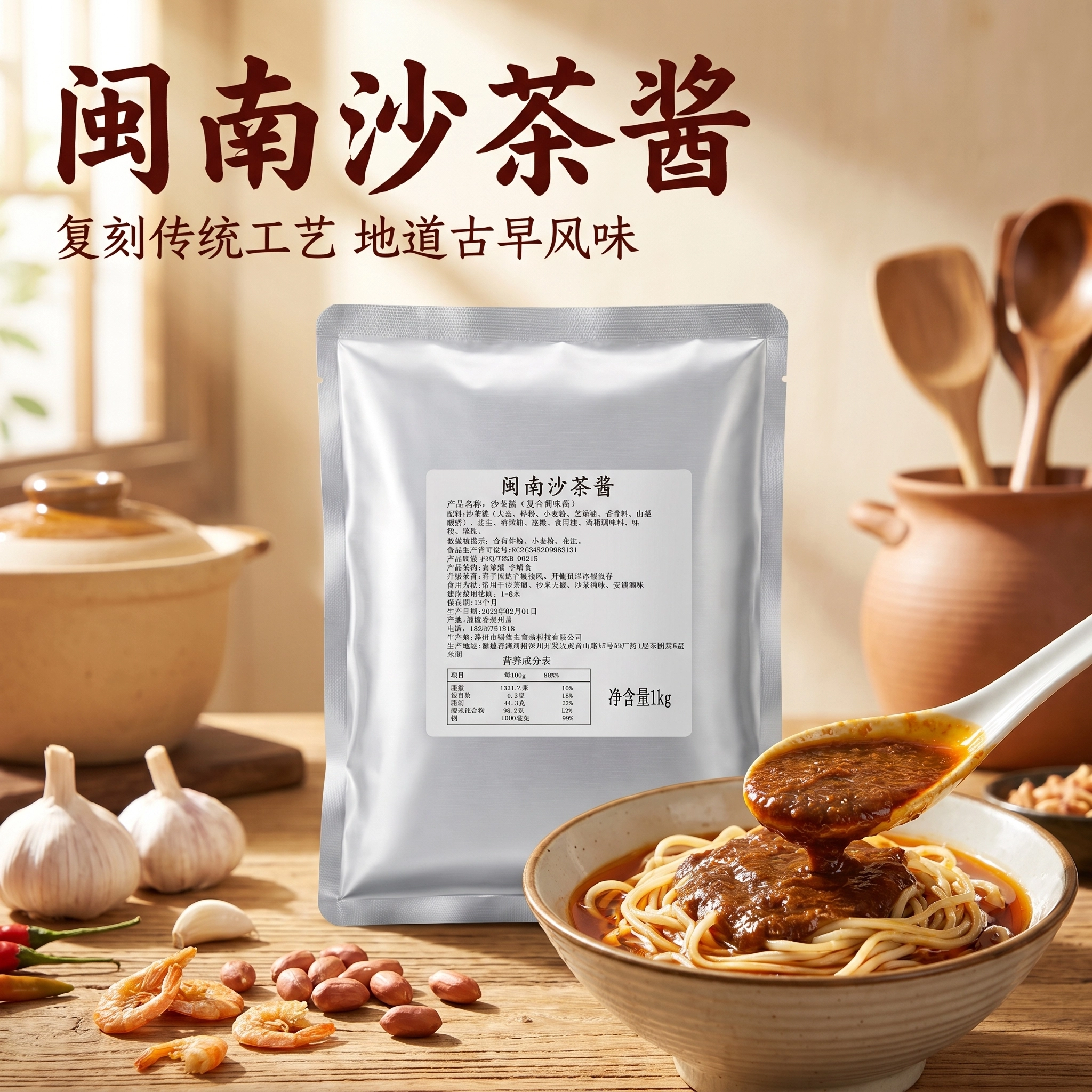 灶大亨正宗商用闽南沙茶酱厦门沙茶面大包装调味料商用芝麻酱袋装