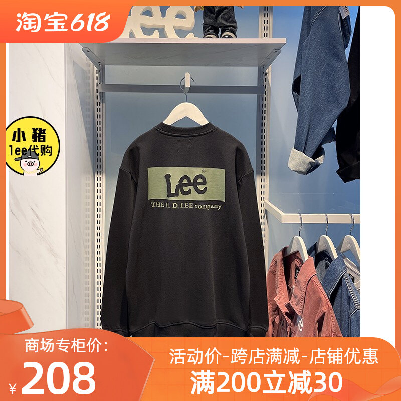 Lee男装21款秋美式休闲卫衣印花logo潮流LMT001123CRU00F-K11000_虎窝淘