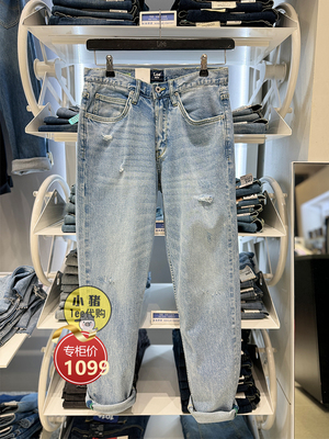 商场同款浅色破洞中腰牛仔裤Lee