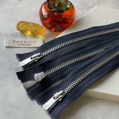 平牙5#YKK拉链白铜excella单头开尾外套开衫羽绒毛衣门襟深蓝196