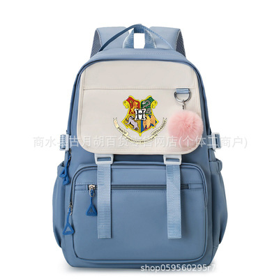Harry Potter哈利波特四大学院徽章印花双肩背包学生书包帆布包