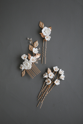 T7451 陶瓷花朵发叉组合发梳