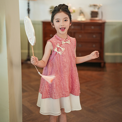 夏季清仓--51380【知沐】2025夏季国风女童连衣裙中式儿童旗袍裙