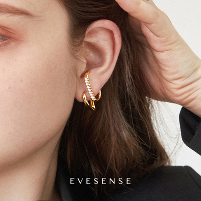 EVESENSE欧美时髦镶钻不对称耳环