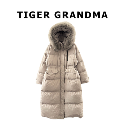 大奇TG 【比例三七分】狐狸毛连帽长款羽绒服-90新国标白鸭绒