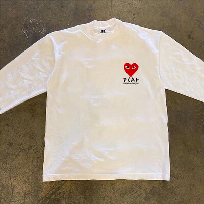 海外订单尾货~撤回外贸港风chic复古重磅纯棉长袖T恤男女宽松上衣