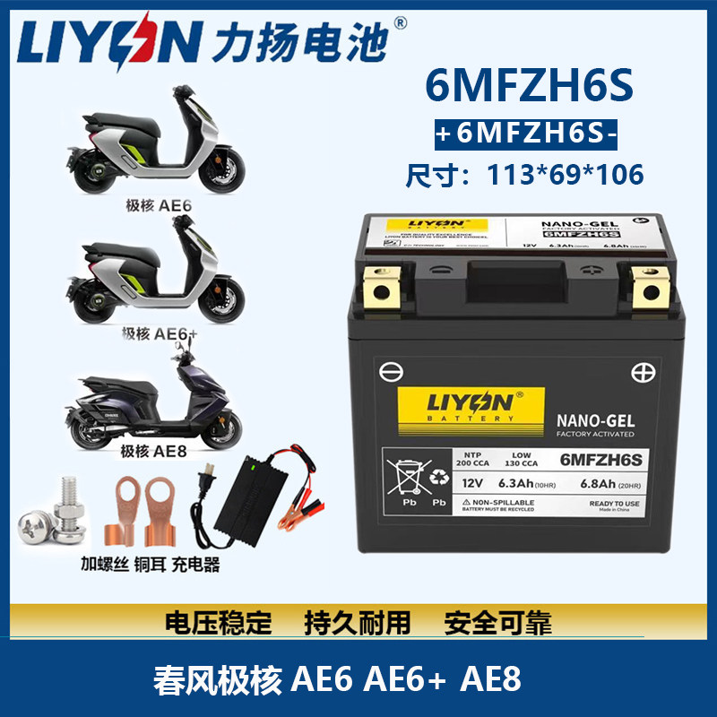 通用春风极核AE6/AE6+/AE8+/AE8S+春风110ATV摩托车电瓶力扬电池