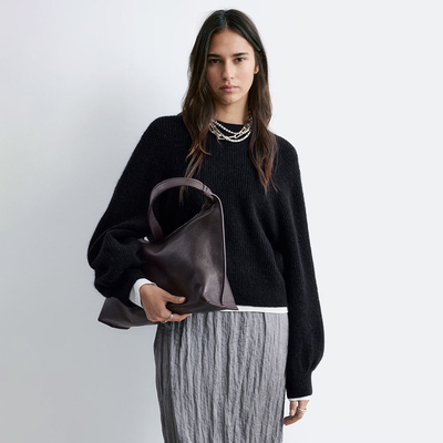 北欧风0S 女款 羊毛羊驼毛混纺灯笼袖套头衫 E644