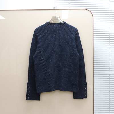 比利时小众轻奢TB 女款 半高领夹花纱罗纹长袖针织衫 D780