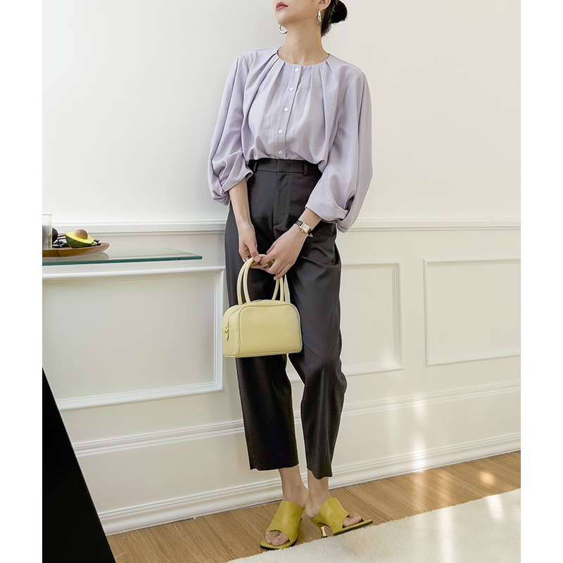 GUS“万年经典裤型”九分休闲裤女ol直筒裤子灰色高腰西裤女薄款_虎窝淘