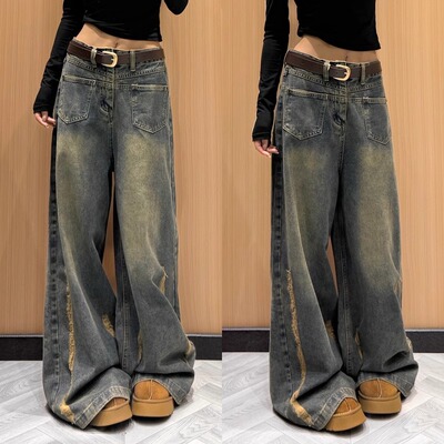 300斤胖mm大码女装美式复古牛仔