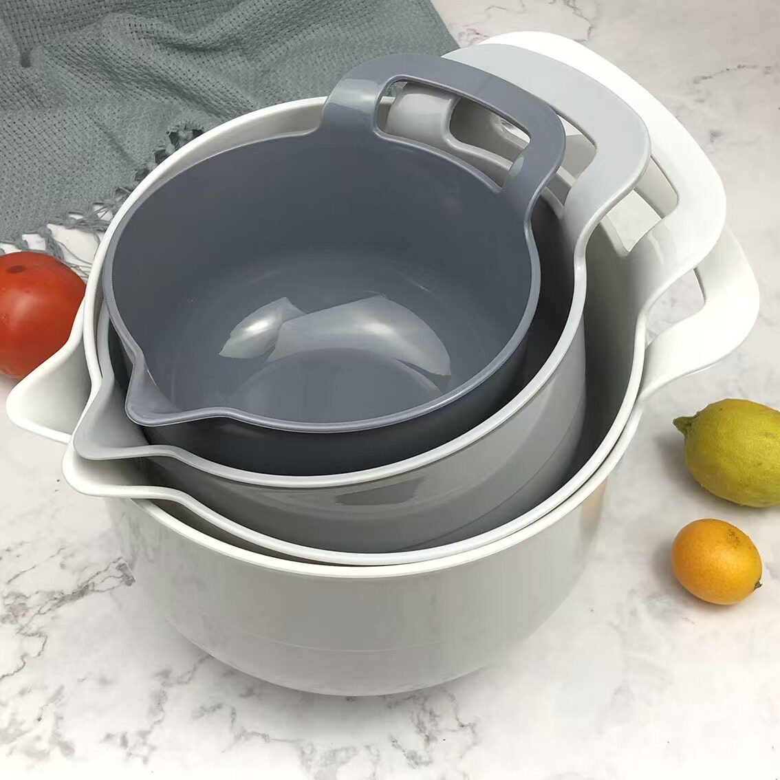 带提手四件套PP材质水果篮沥水盆厨房用蔬菜水果沙拉碗