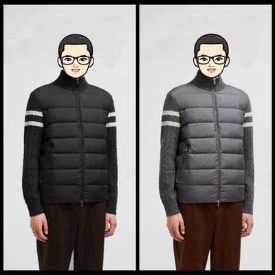 高版本 法牌 男女士同款 羊毛logo拉链款 拼接针织立领羽绒服 2色