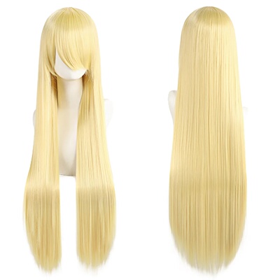 80cm Long Synthetic White Purple Cosplay Wigs Green Hair St